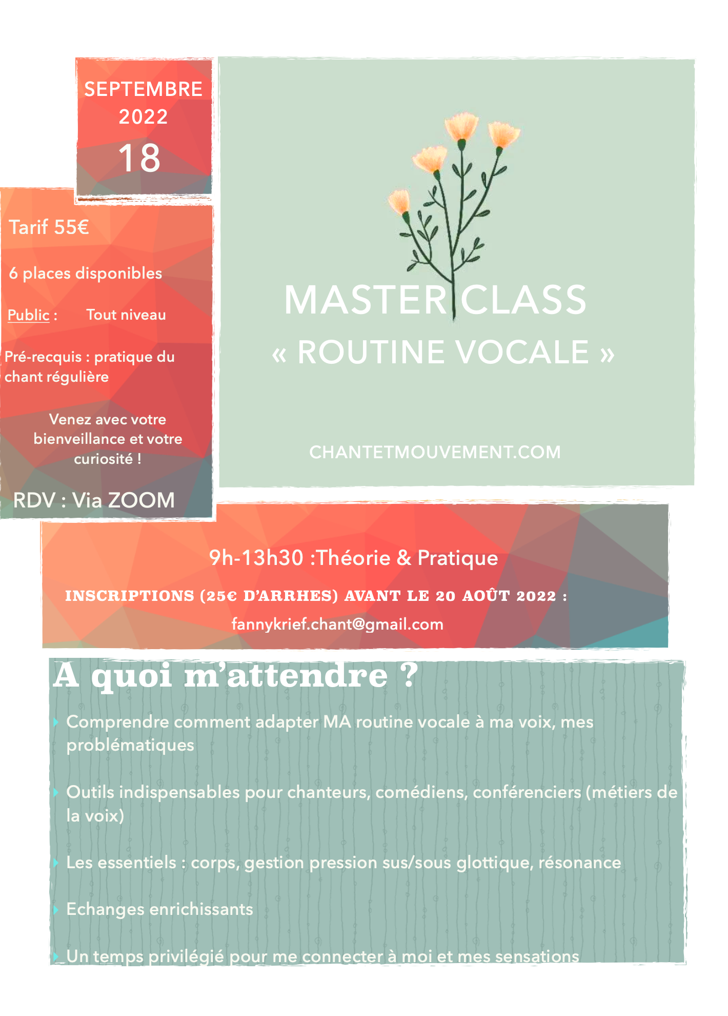 Stages et Master Class – chant et mouvement